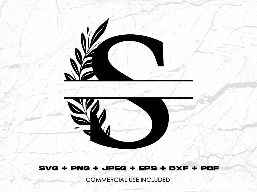 Floral Letter S Svg Split Letter Svg Split Letter Svg Pdf Jpeg ...