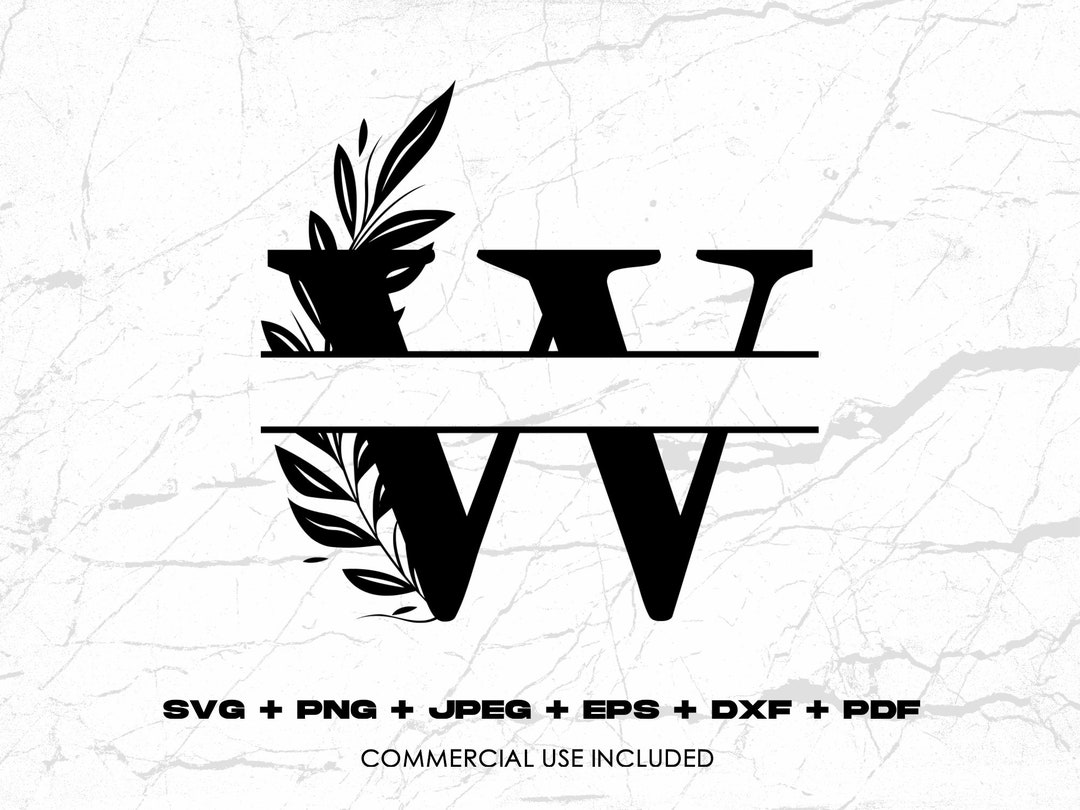 Floral Letter W Svg Split Letter Svg Split Letter Svg Pdf Jpeg ...