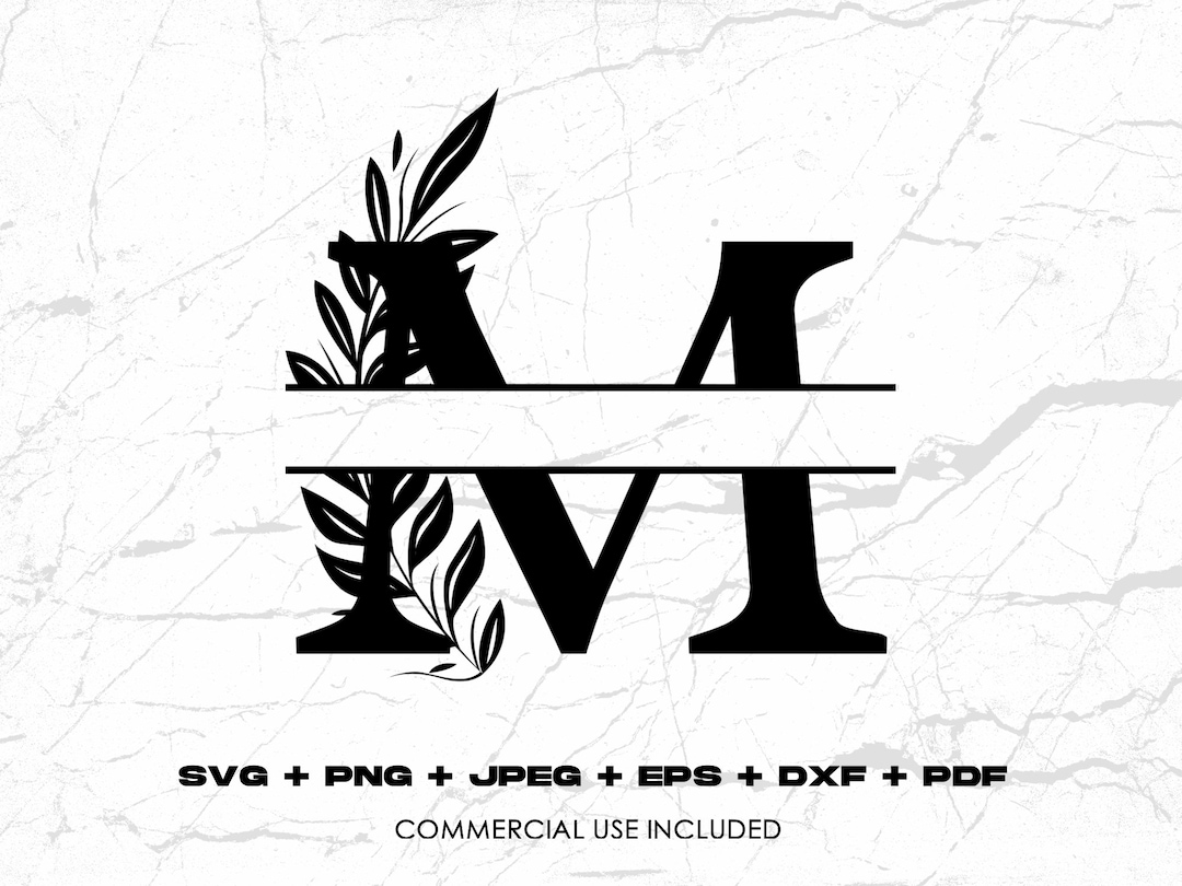 Floral Letter M Svg Split Letter Svg Split Letter Svg Pdf Jpeg ...