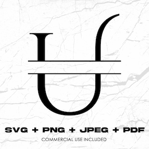 Fancy Letter U SVG Cutting File, Split Letter U Svg Split Letter Png ...