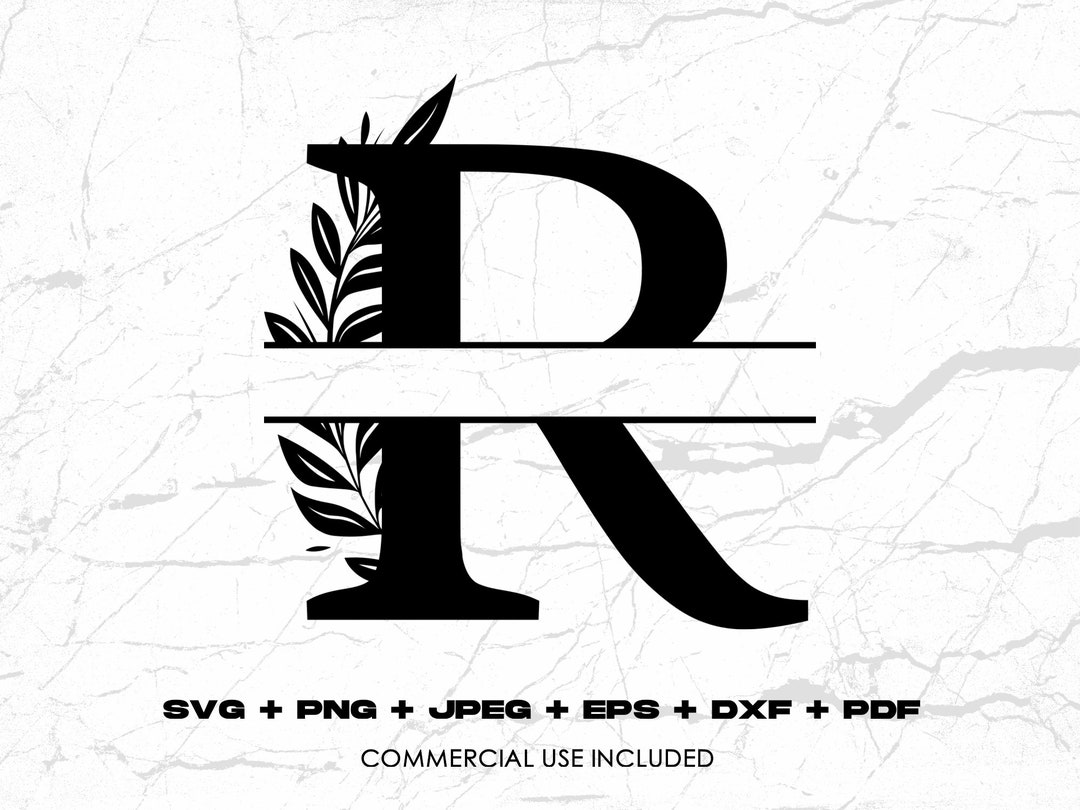 Floral Letter R Svg Split Letter Svg Split Letter Svg Pdf Jpeg ...