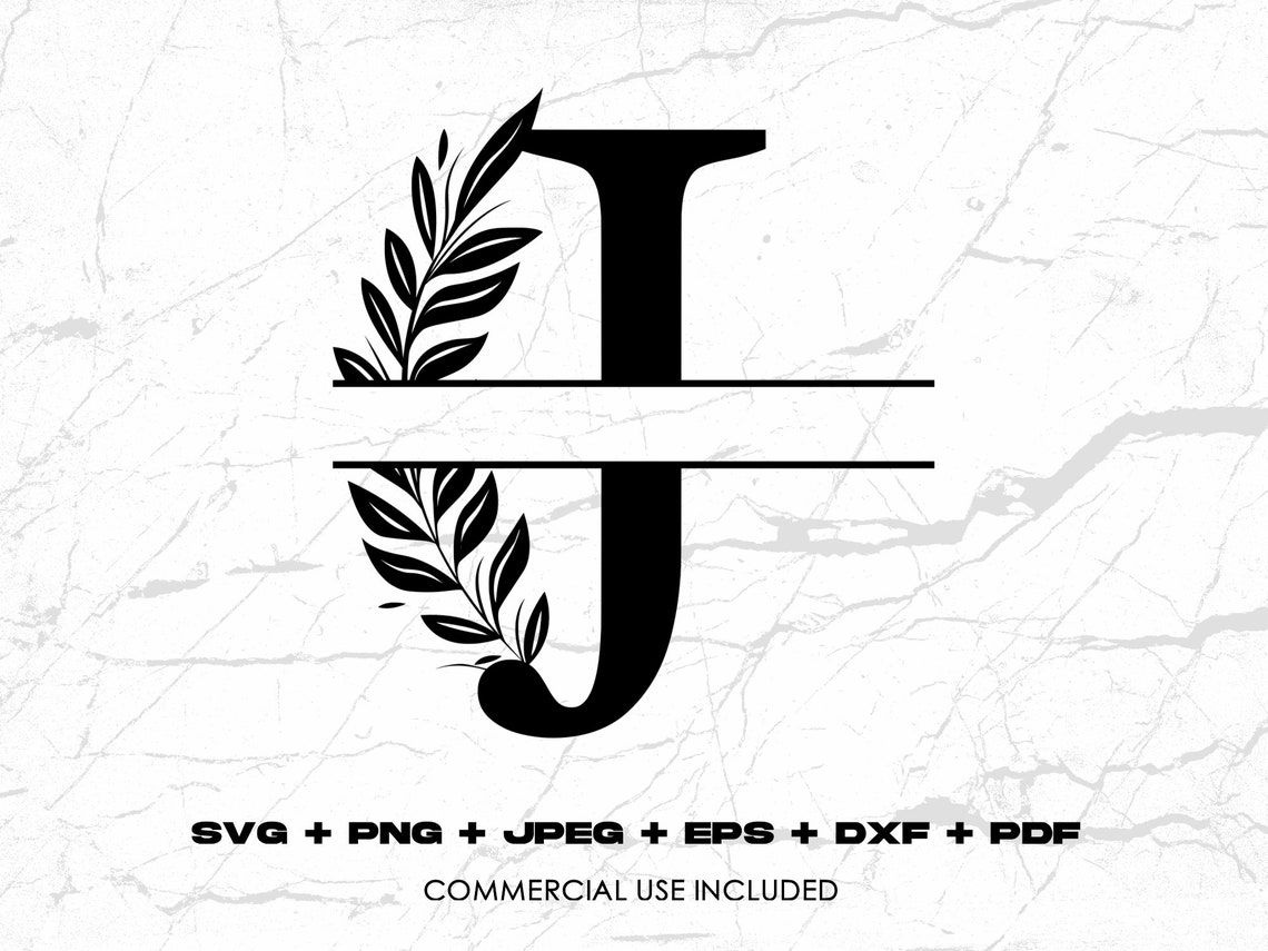 Floral Letter J Svg Split Letter Svg Split Letter Svg Pdf Jpeg ...