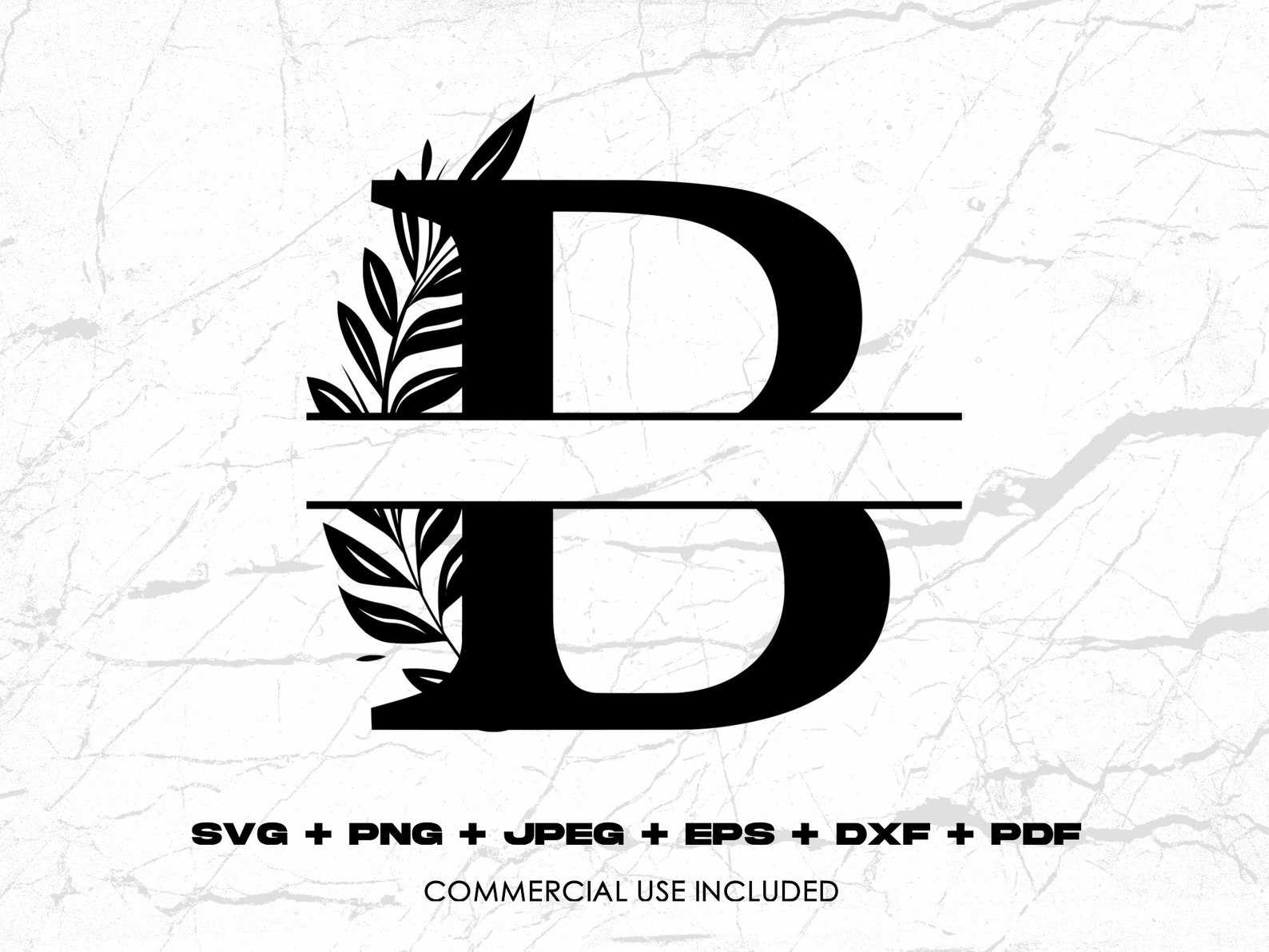 Floral Letter B SVG Split Letter B Svg Split Letter Png Pdf Jpeg ...