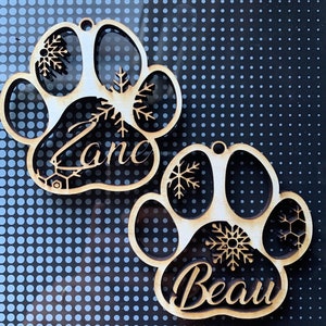 Dog Paw Personalized Christmas Ornament Cat Paw Laser Cut - Etsy