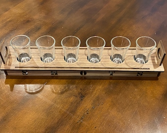 Wooden Shot Glass Flight - Shot Glass Flight Board - Shot Glasses ...