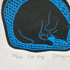 Cat Nap. Original Limited Edition Mini Linocut. - Etsy