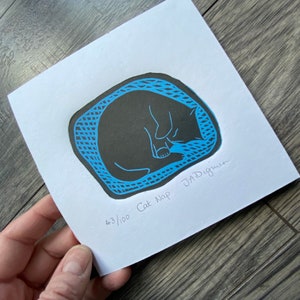 Cat Nap. Original Limited Edition Mini Linocut. - Etsy