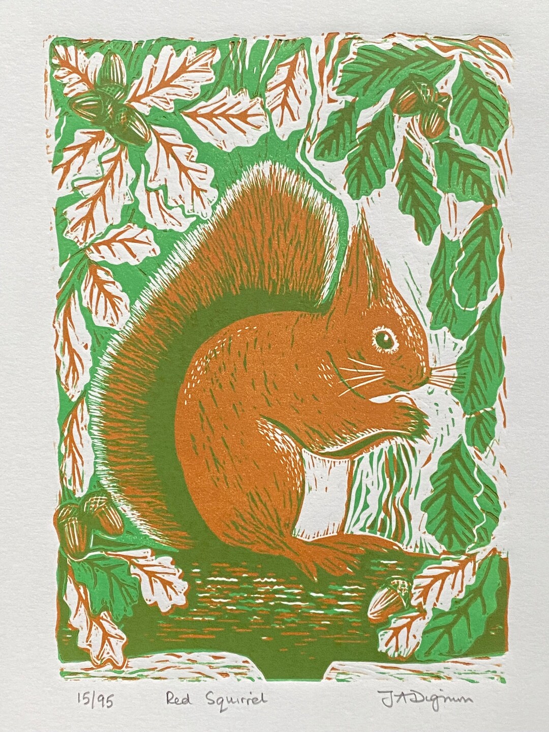 Handmade Limited Edition Linocut. Red Squirrel. - Etsy