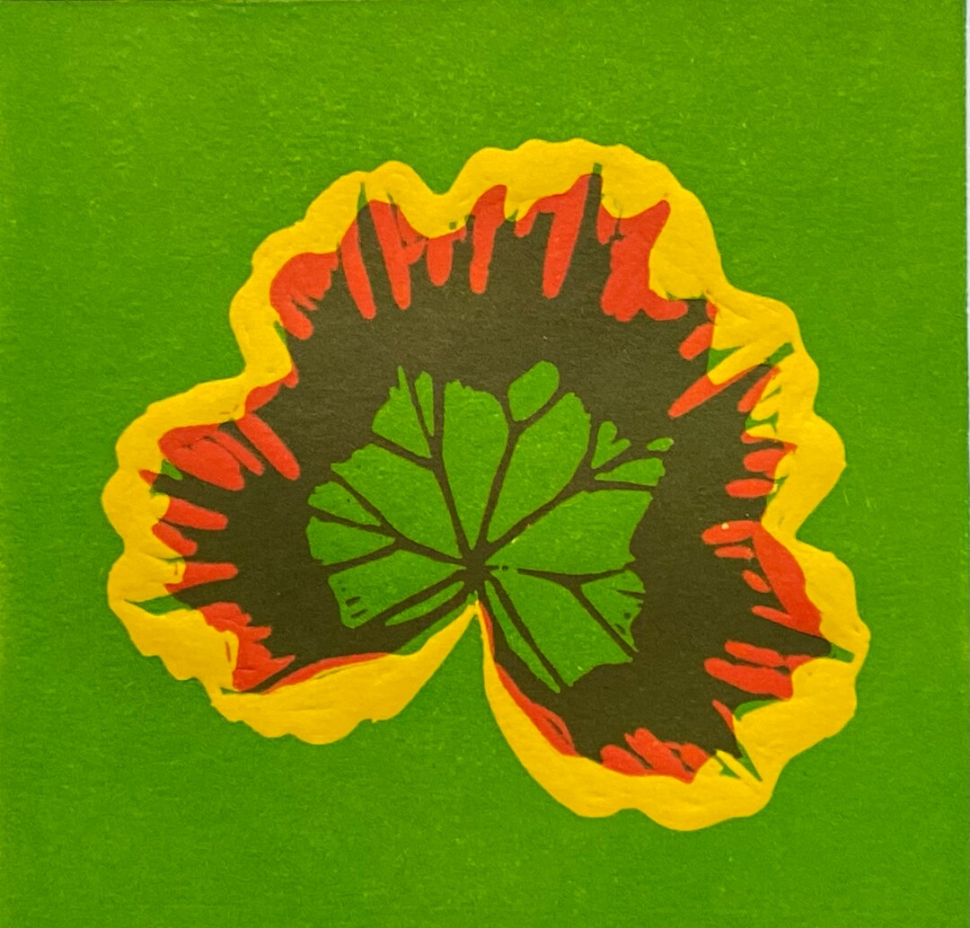 Limited Edition Handmade Linocut. Pelargonium yellow Edge - Etsy