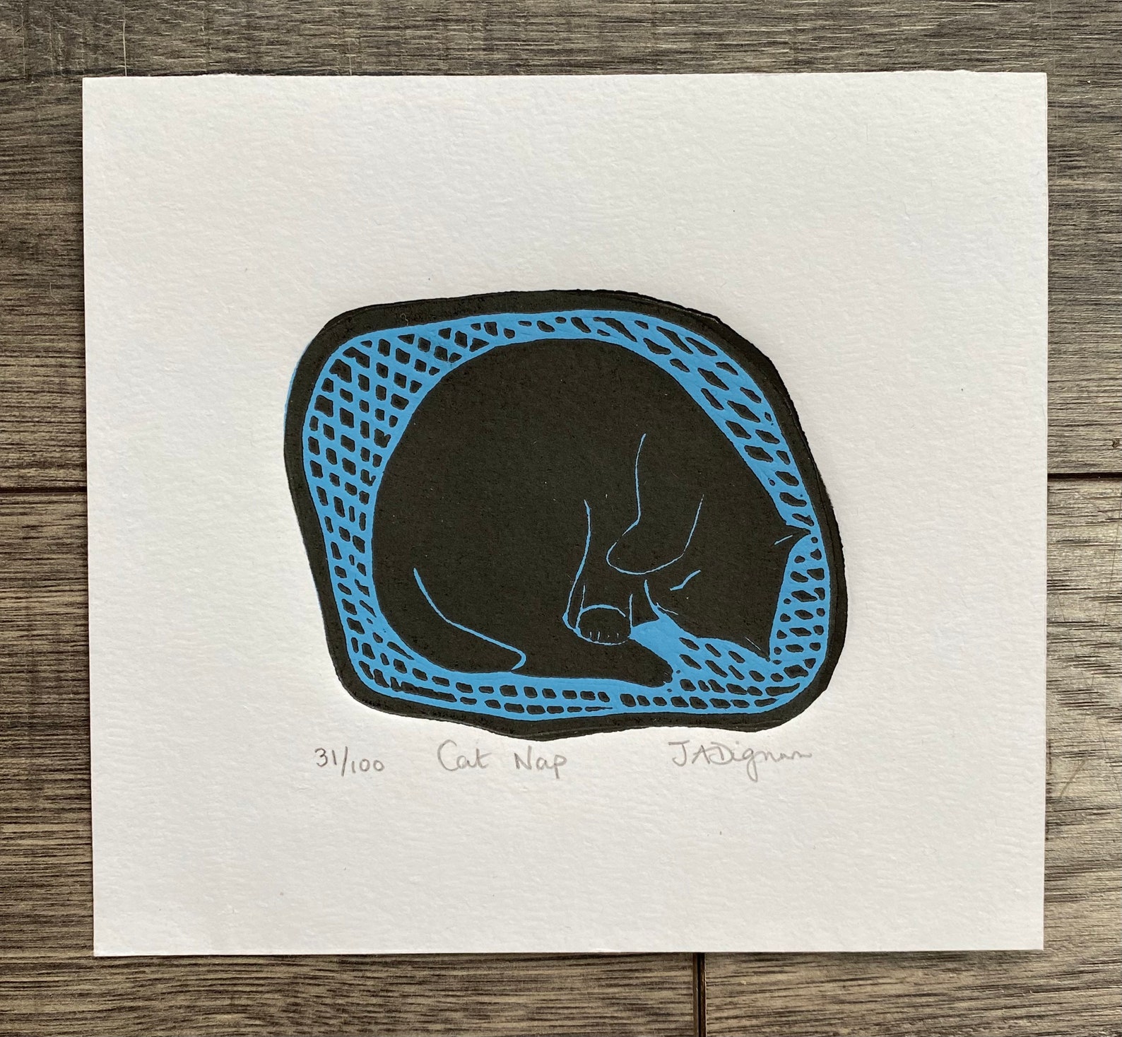 Cat Nap. Original Limited Edition Mini Linocut. - Etsy