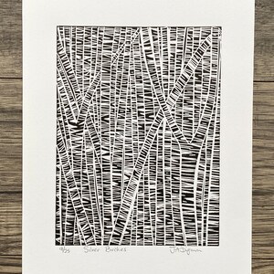 Limited Edition, Handmade Linocut Print. Silver Birches. - Etsy