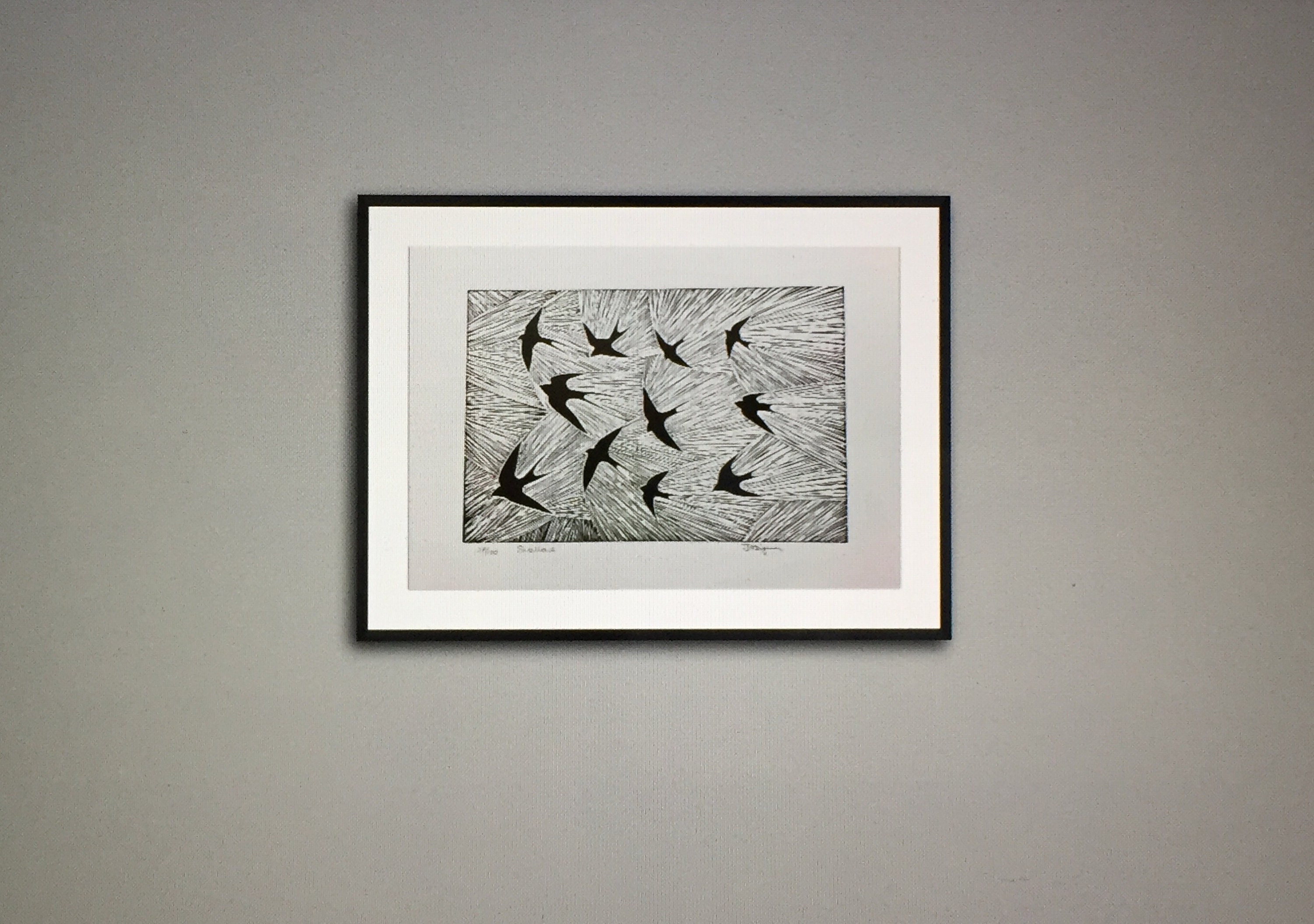 Limited Edition Handmade Linocut Print. Swallows | Etsy