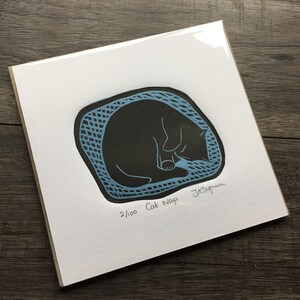 Cat Nap. Original Limited Edition Mini Linocut. | Etsy