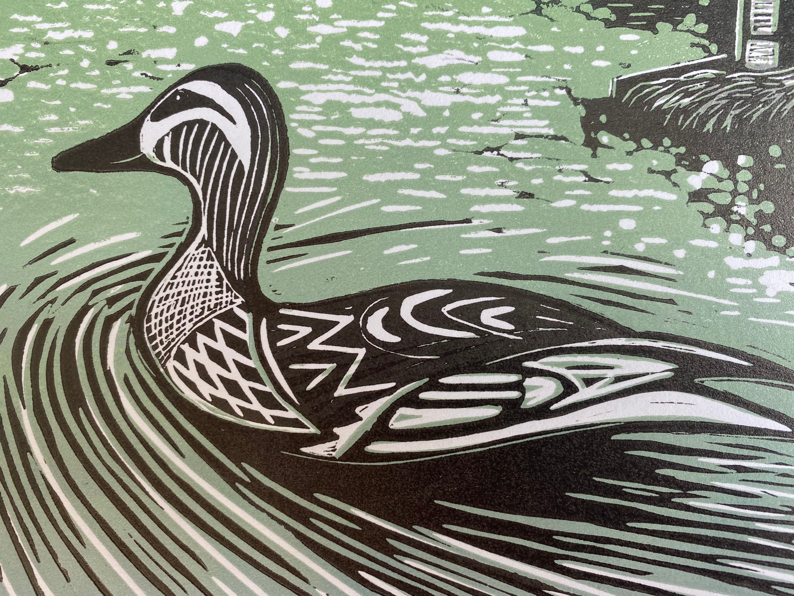 The Duck Pond. Limited edition handmade Linocut. | Etsy