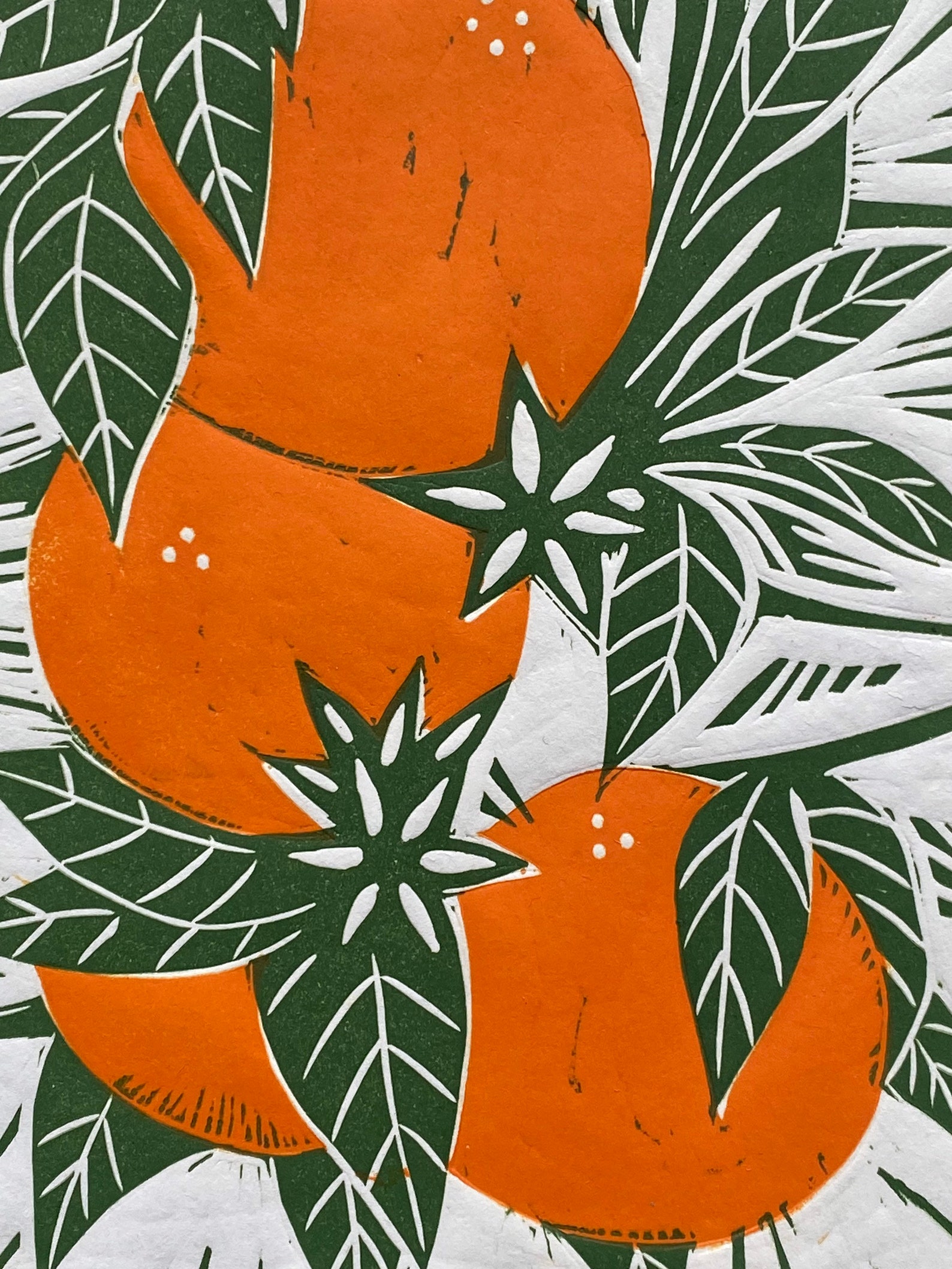 Limited Edition Handmade Linocut Print.orange Blossom. | Etsy UK