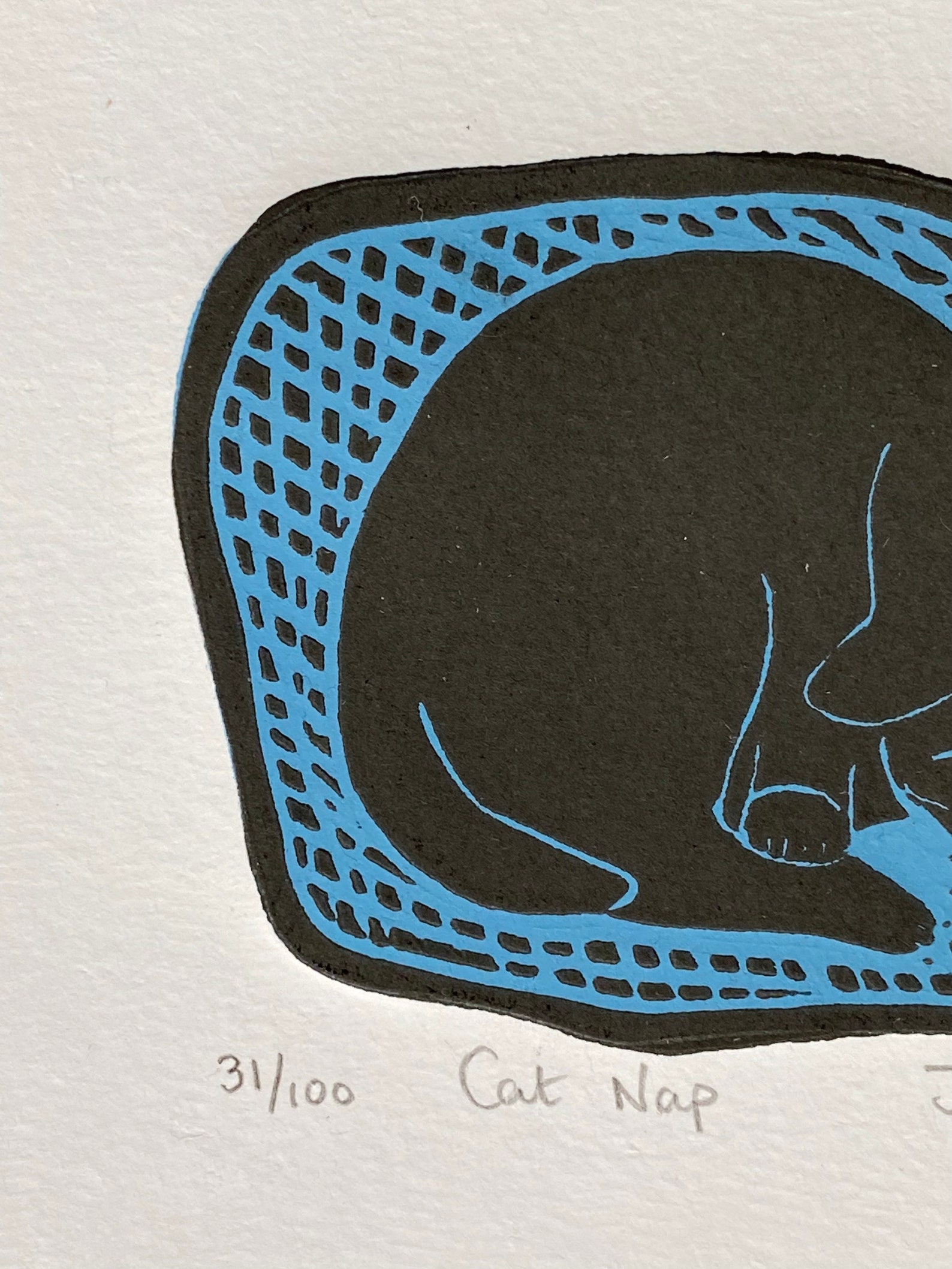 Cat Nap. Original Limited Edition Mini Linocut. - Etsy