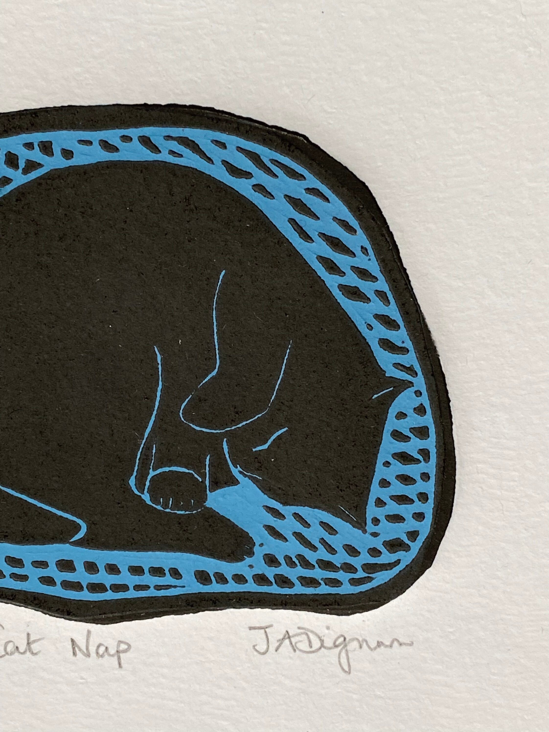 Cat Nap. Original Limited Edition Mini Linocut. - Etsy