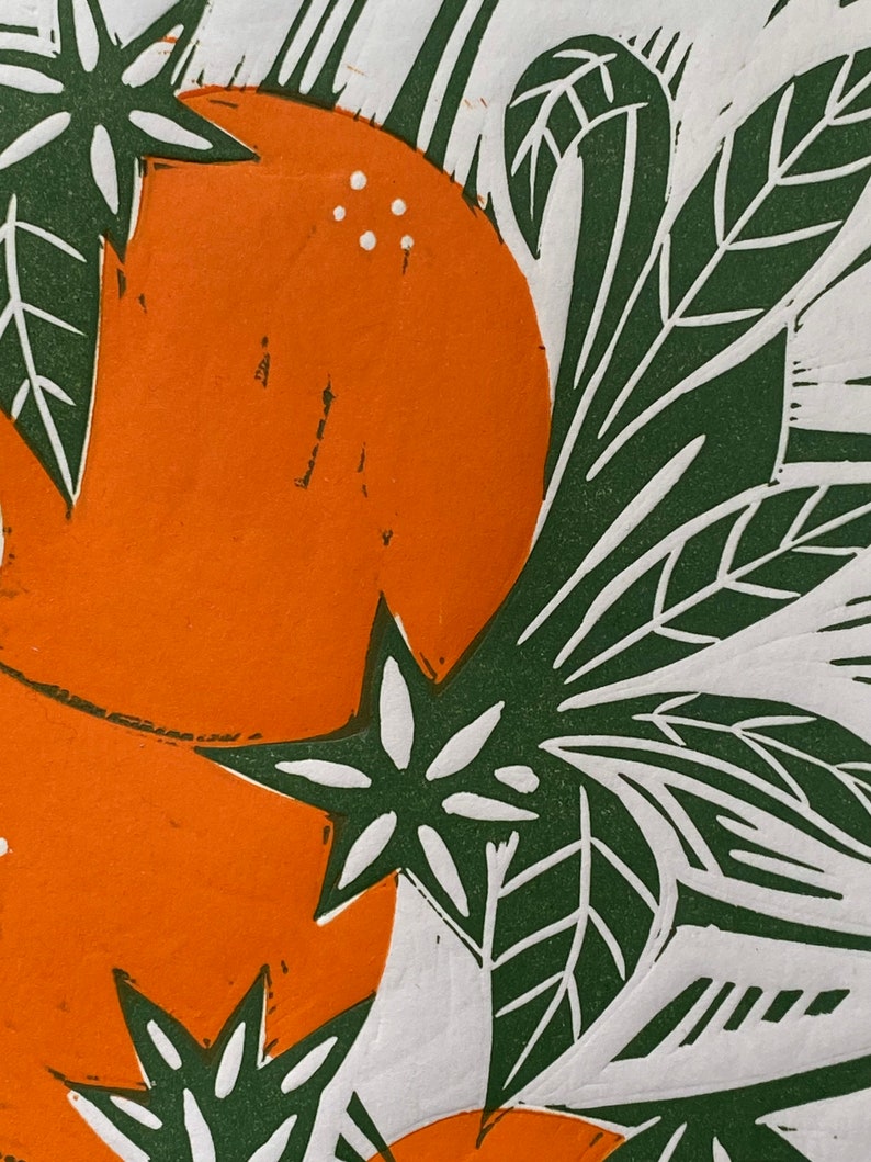 Limited Edition Handmade Linocut Print.orange Blossom. - Etsy