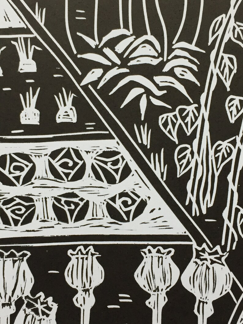 Limited edition handmade Linocut print. Poppies on the | Etsy