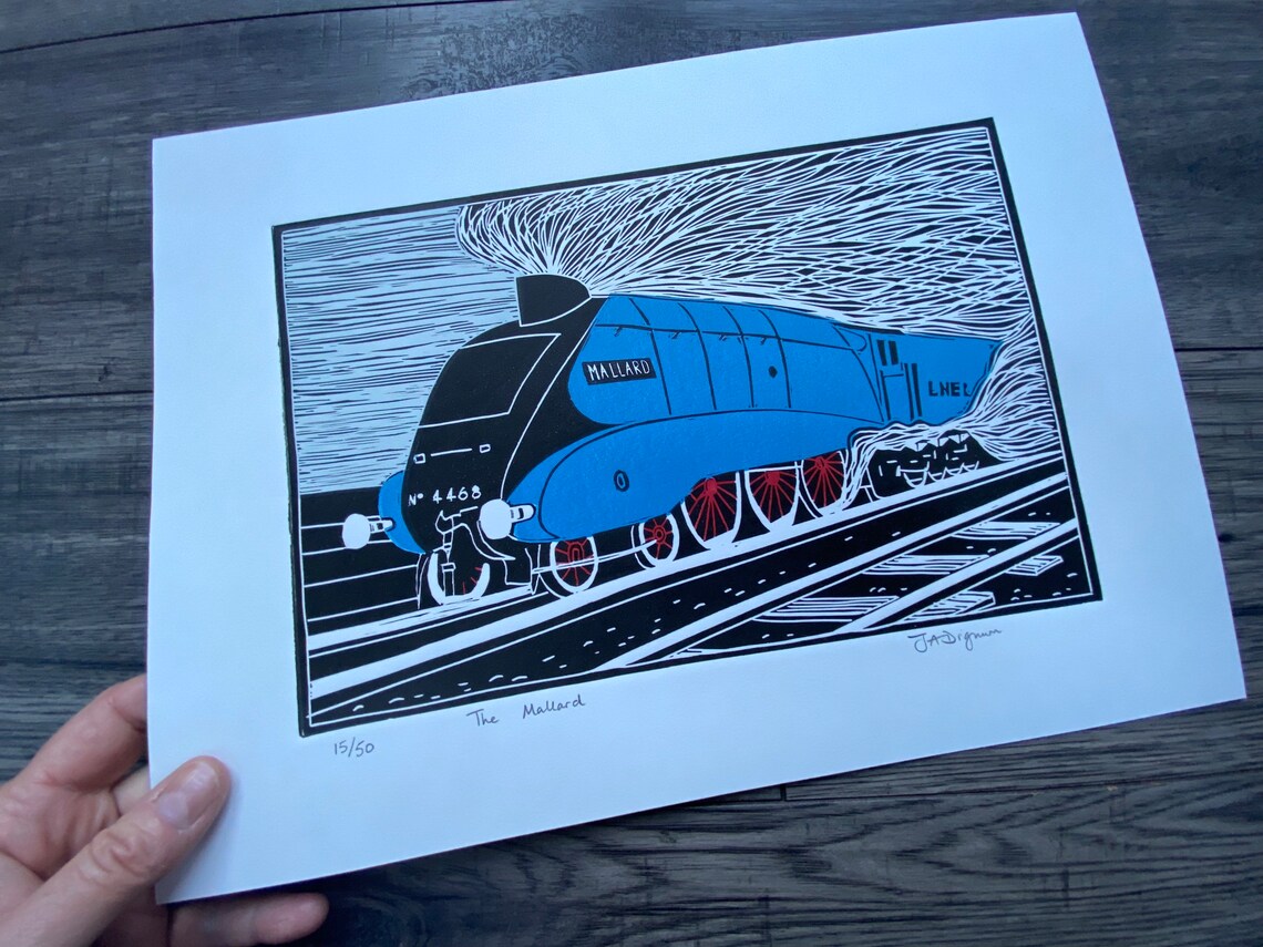 The Mallard Train. Limited Edition Handmade Lino Cut Print. - Etsy