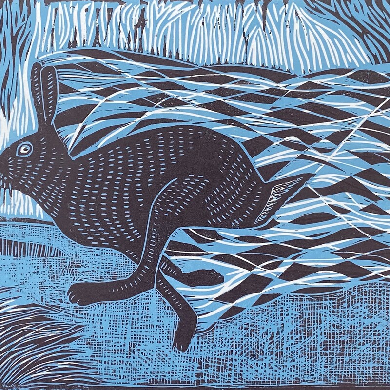 Hare Linocut - Etsy UK