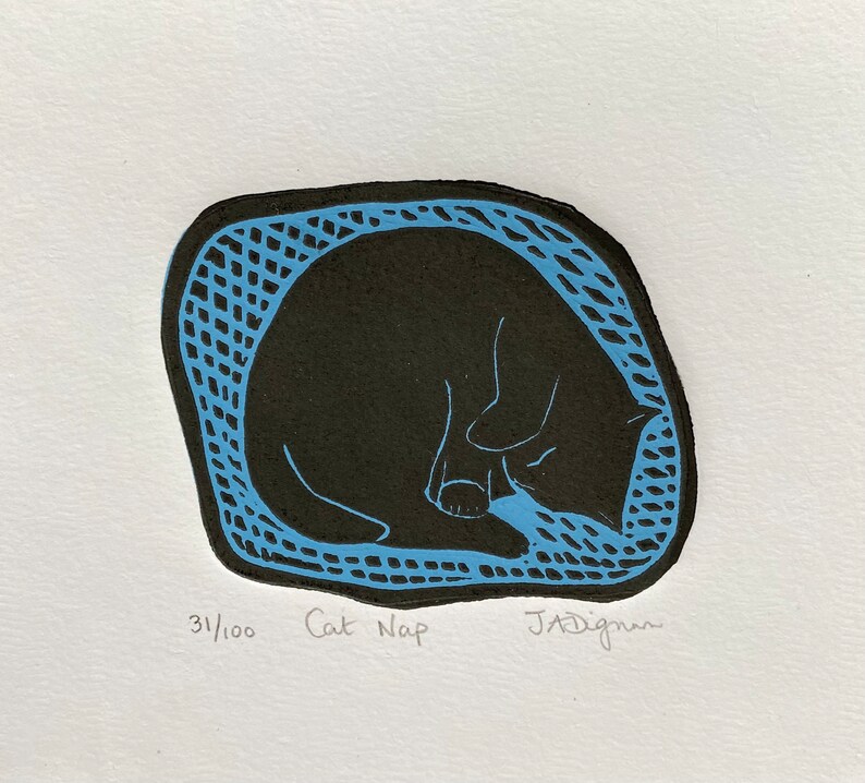 Cat Nap. Original Limited Edition Mini Linocut. - Etsy