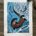 Limited Edition Handmade Linocut. Hunting Otter. - Etsy