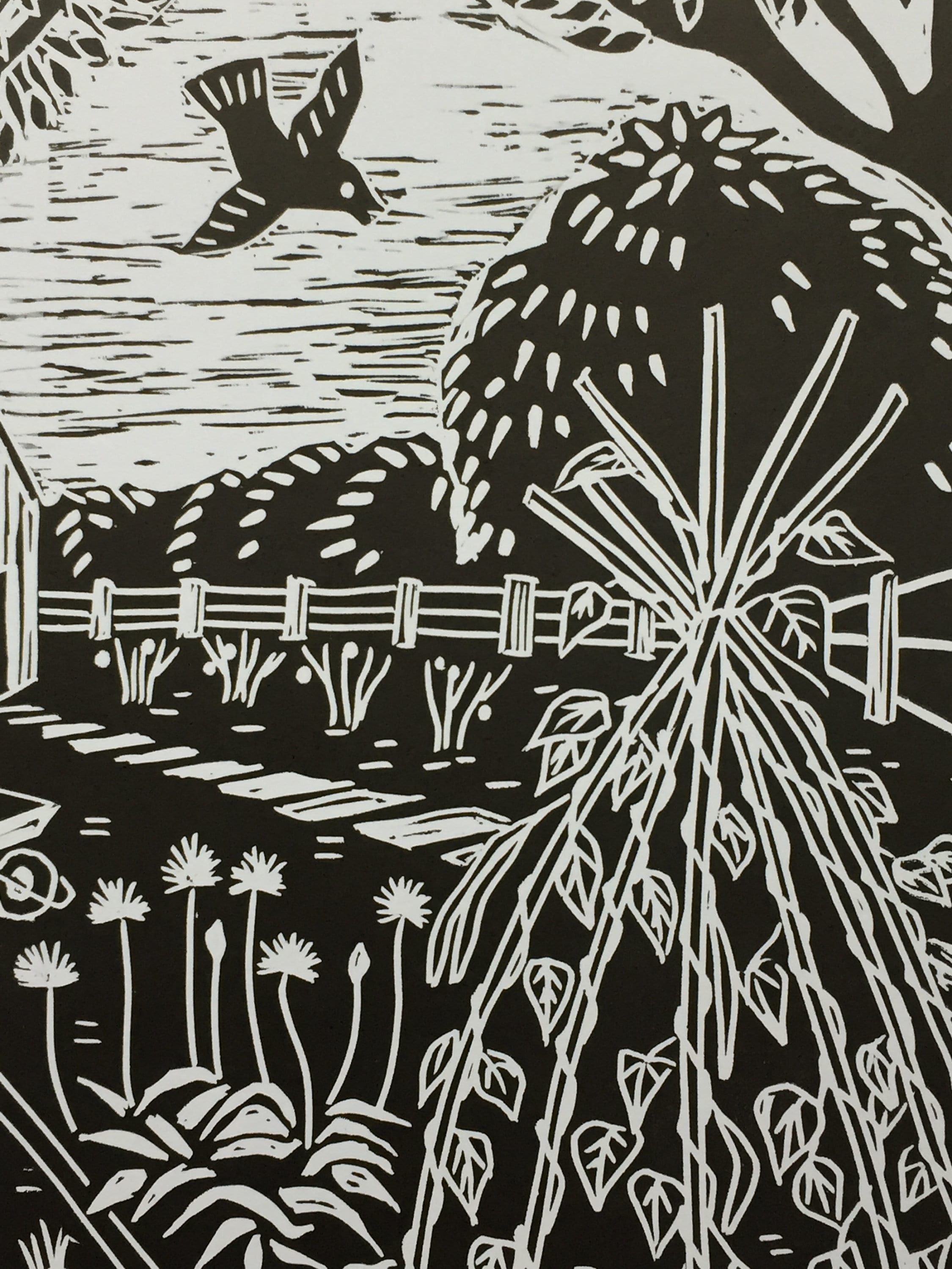 Limited edition handmade Linocut print. Poppies on the | Etsy