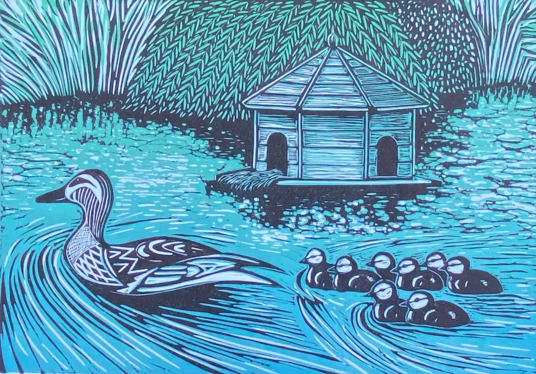 The Duck Pond. Limited Edition Handmade Linocut. - Etsy