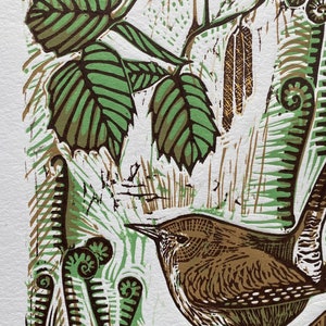 Limited Edition Handmade Linocut. Wren in Spring. - Etsy