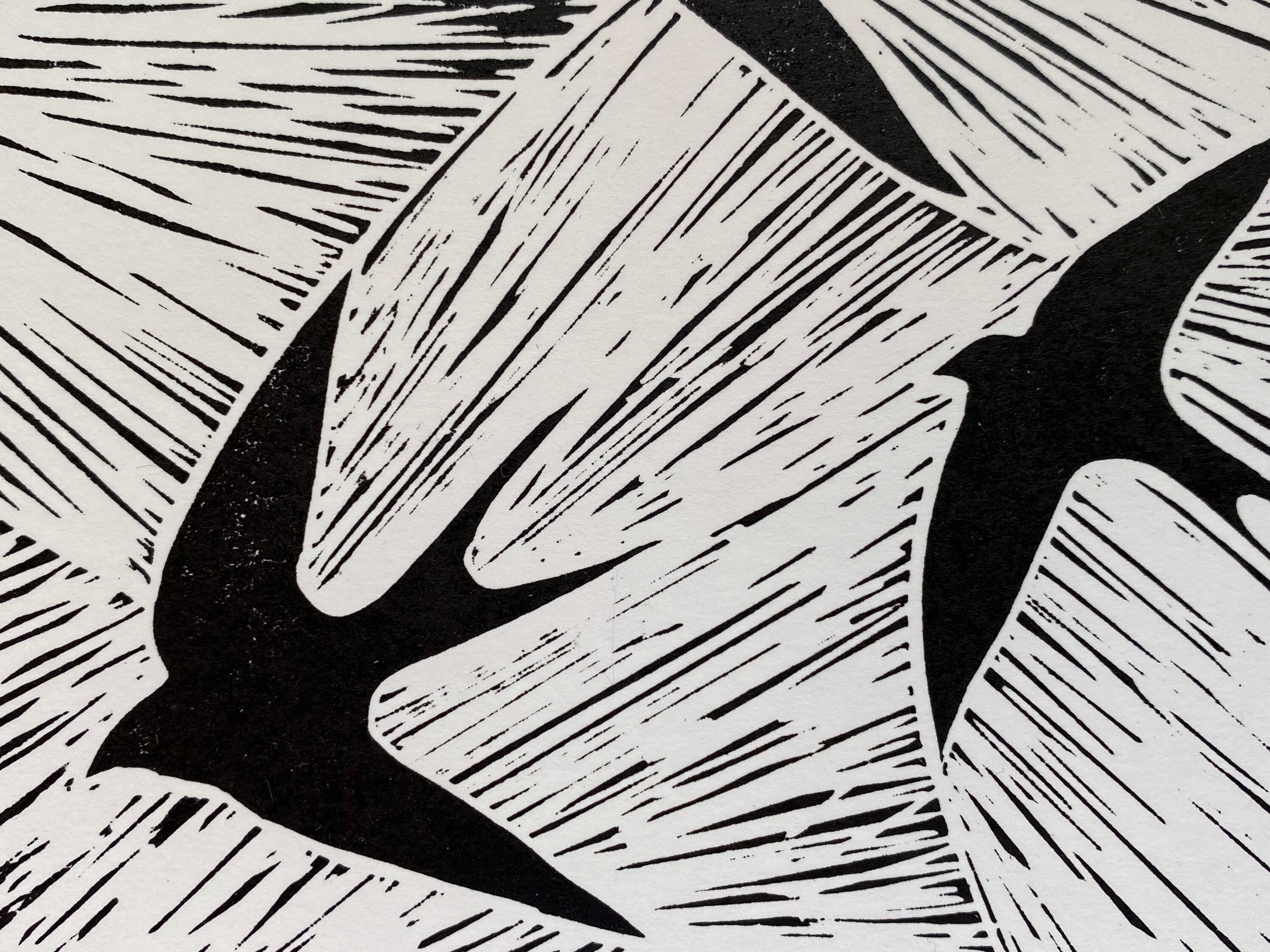 Limited Edition Handmade Linocut Print. Swallows - Etsy