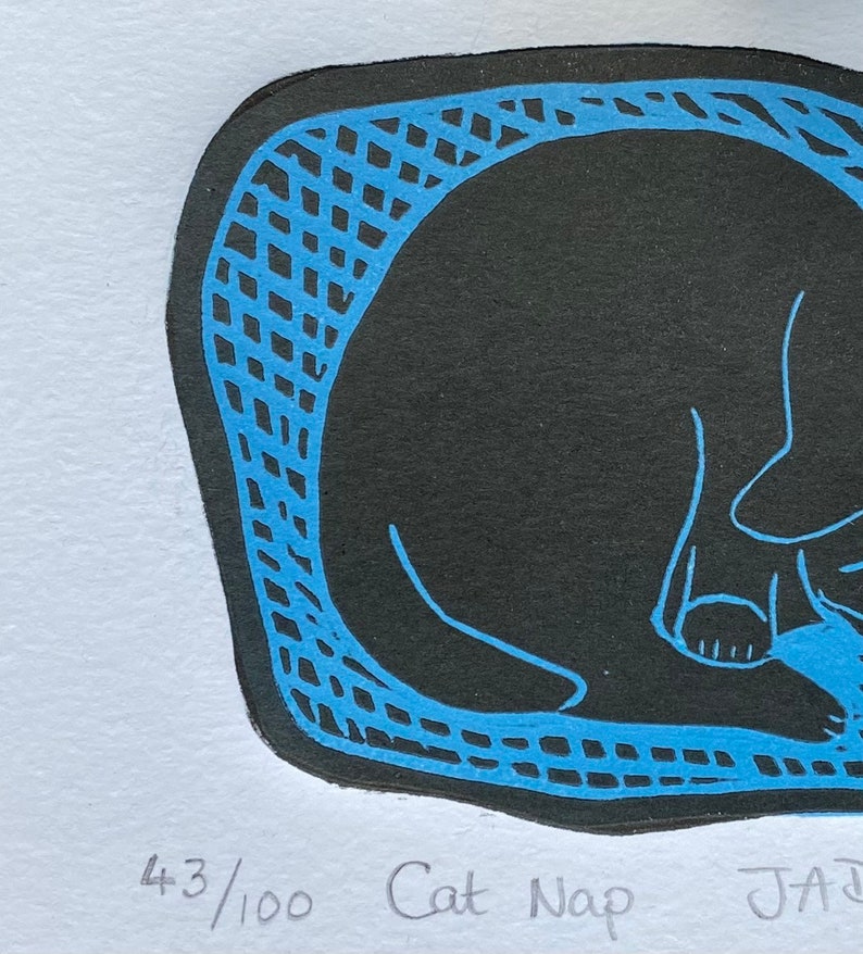 Cat Nap. Original Limited Edition Mini Linocut. - Etsy