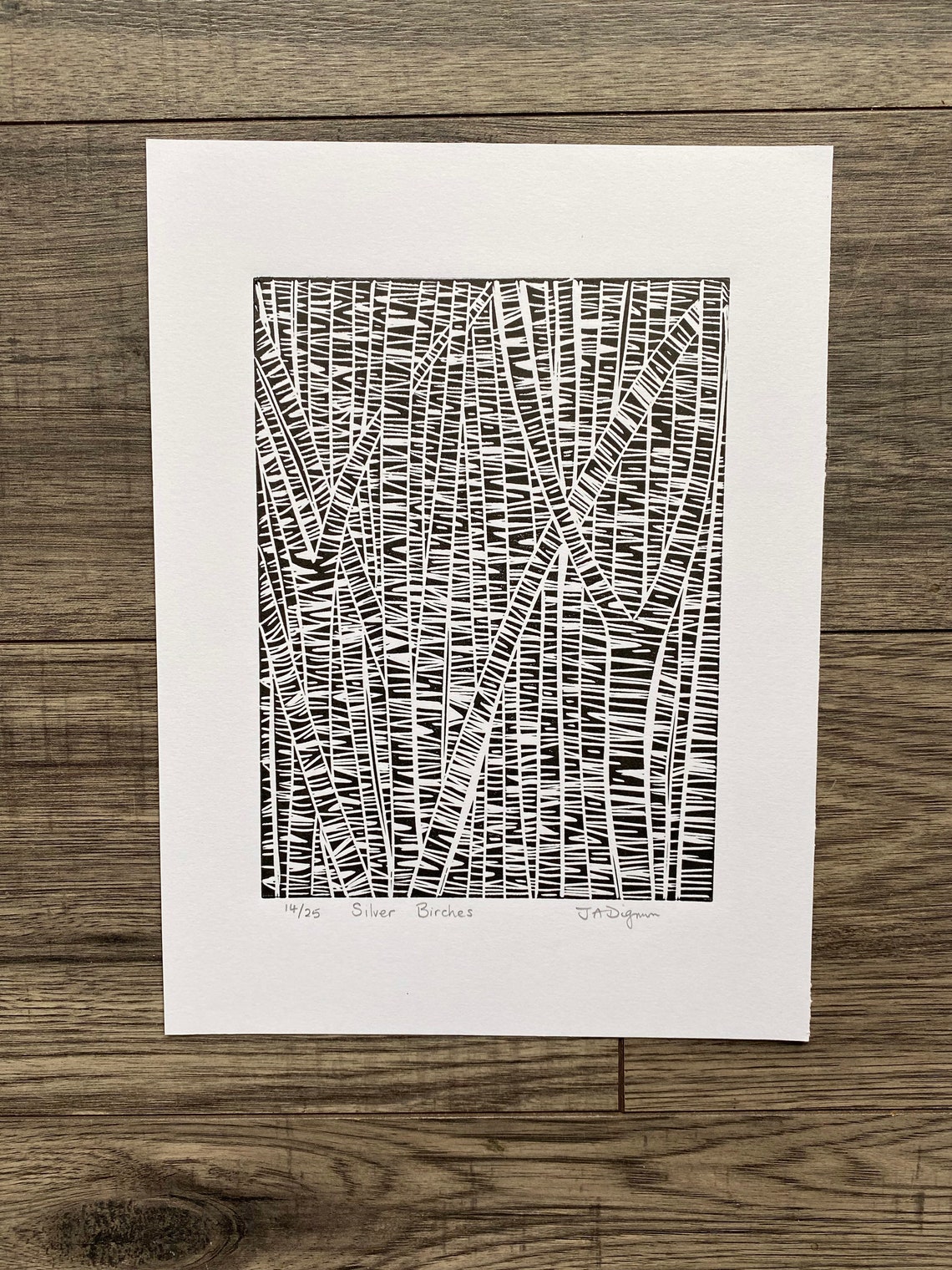 Limited Edition Handmade Linocut Print. Silver Birches. - Etsy