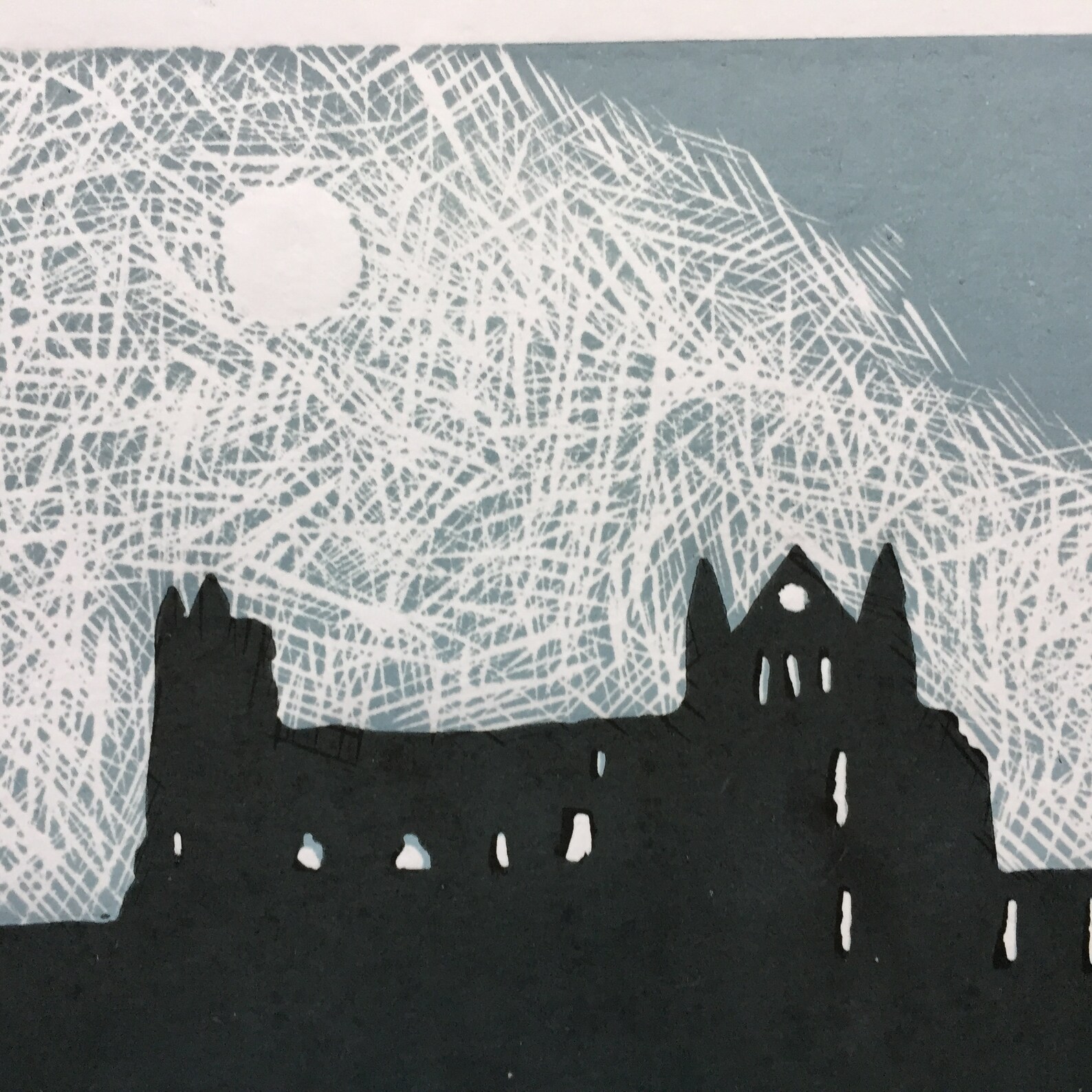 Limited edition handmade Linocut print. Whitby Abbey | Etsy