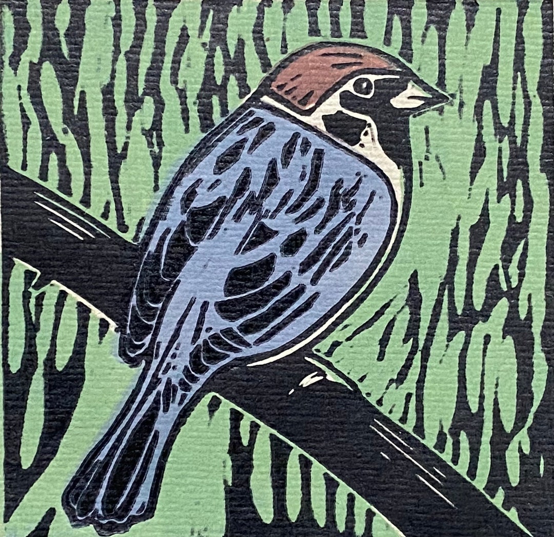 Limited Edition Handmade Linocut Print. Sparrow . - Etsy UK