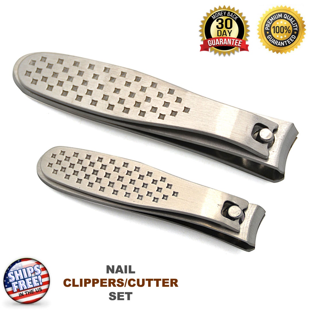 2 Pc Professional Stainless Steel Toenail Clippers Finger Nail Cutter ...