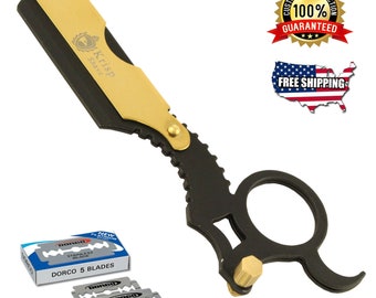 Black and Gold Cut-throat Barber Shaving Razor Straight Edge - Etsy