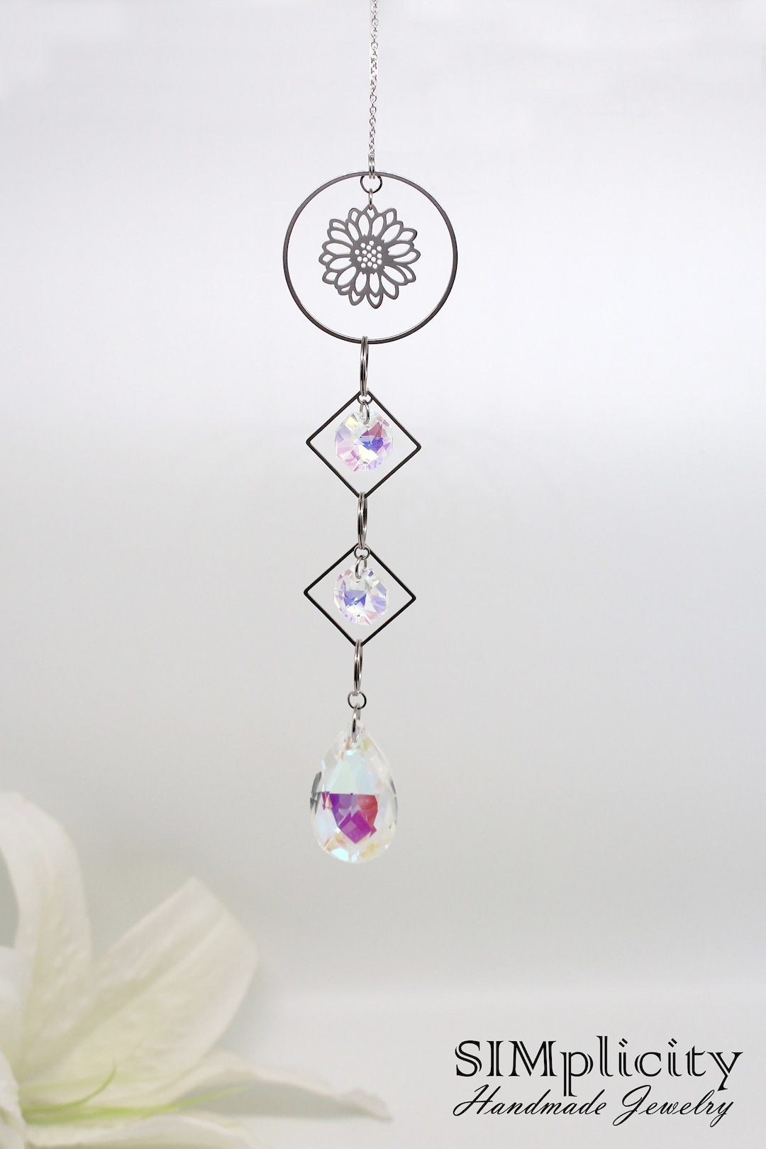 Sunflower Sun Catcher Teardrop Crystal - Etsy