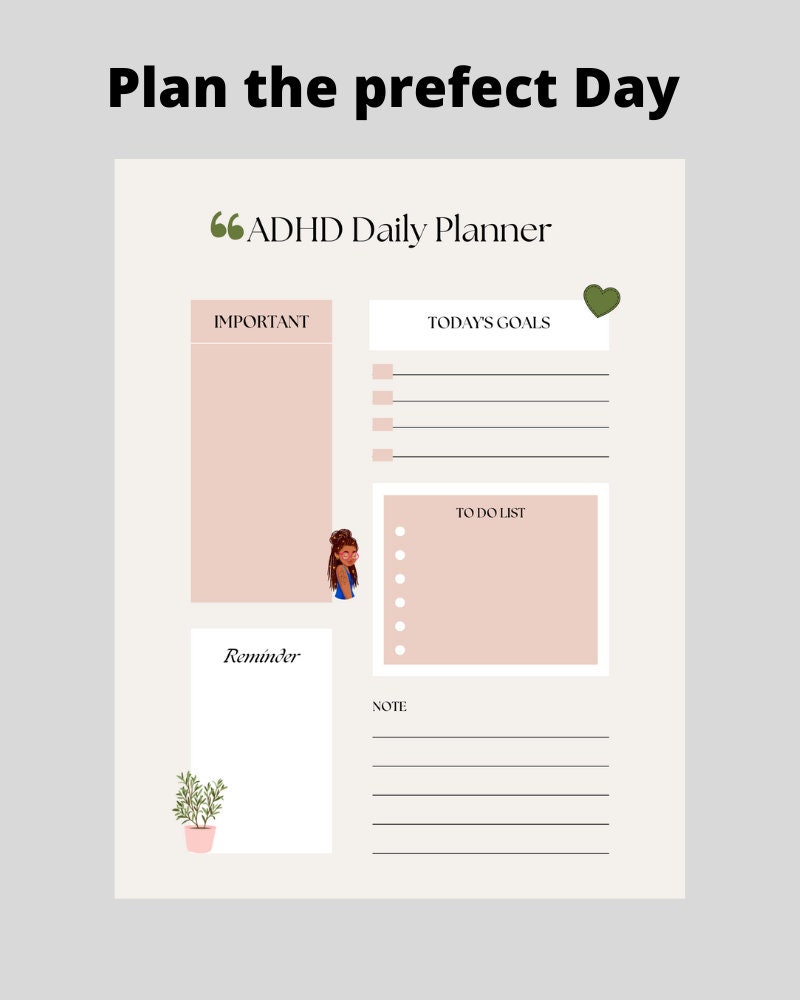 ADHD Daily Planner Printable fillable Planneradhd - Etsy New Zealand