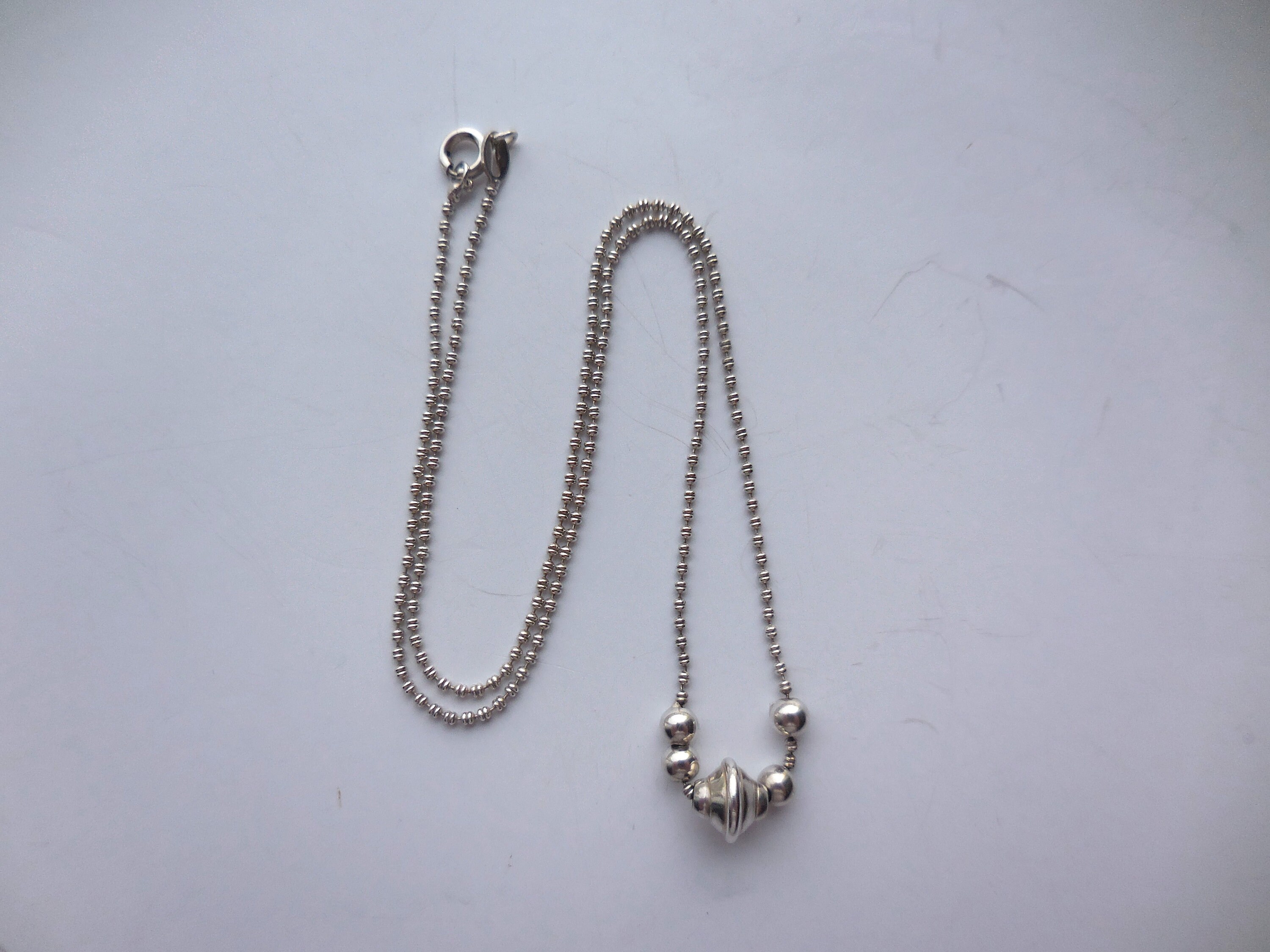 Fluted & Ball Bead 15 Inch Choker Necklace Sterling Silver - Etsy