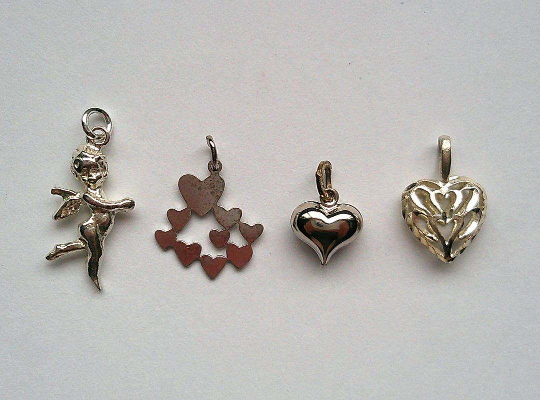 Pick a Pendant 1 Small Vintage Heart / Cupid Pendant or Charm 925 ...