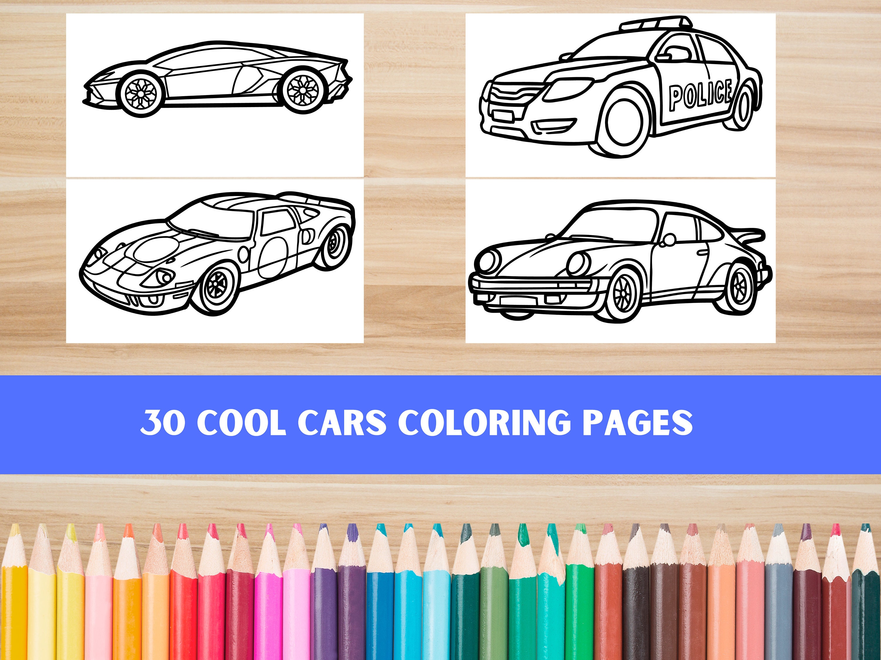 30 Printable Cool Cars, Kids Coloring Pages Ideal for Little Learners ...