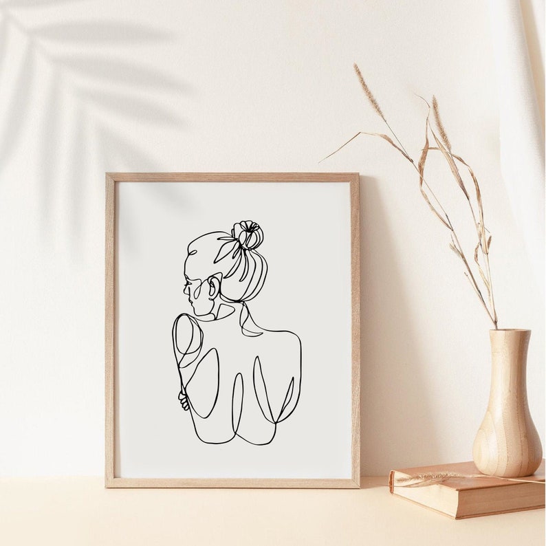 Female Body Line Art Printable Wall Art Abstract Woman Fine Line Modern ...