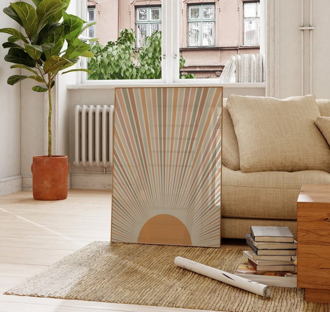 Boho Sun Illustration Print, Printable Wall Art, Sunburst Poster ...