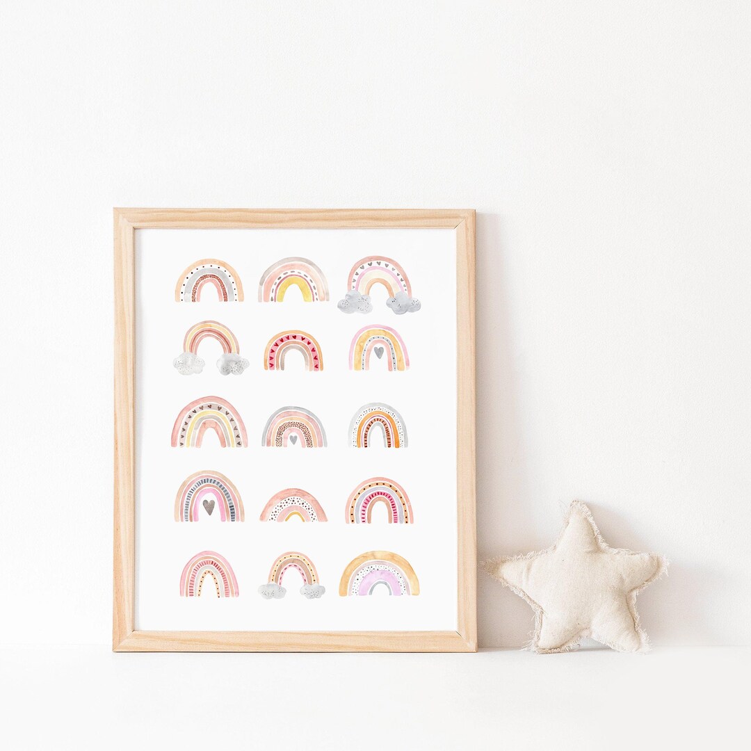 Rainbow Boho Nursery Print Printable Wall Art Rainbow Nursery Decor ...