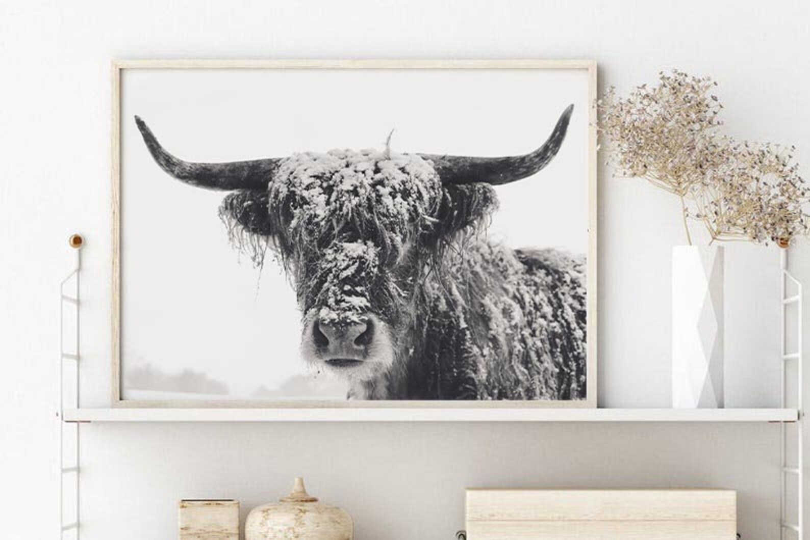 Highland Cow Print Christmas Wall Art Boho Home Decor - Etsy