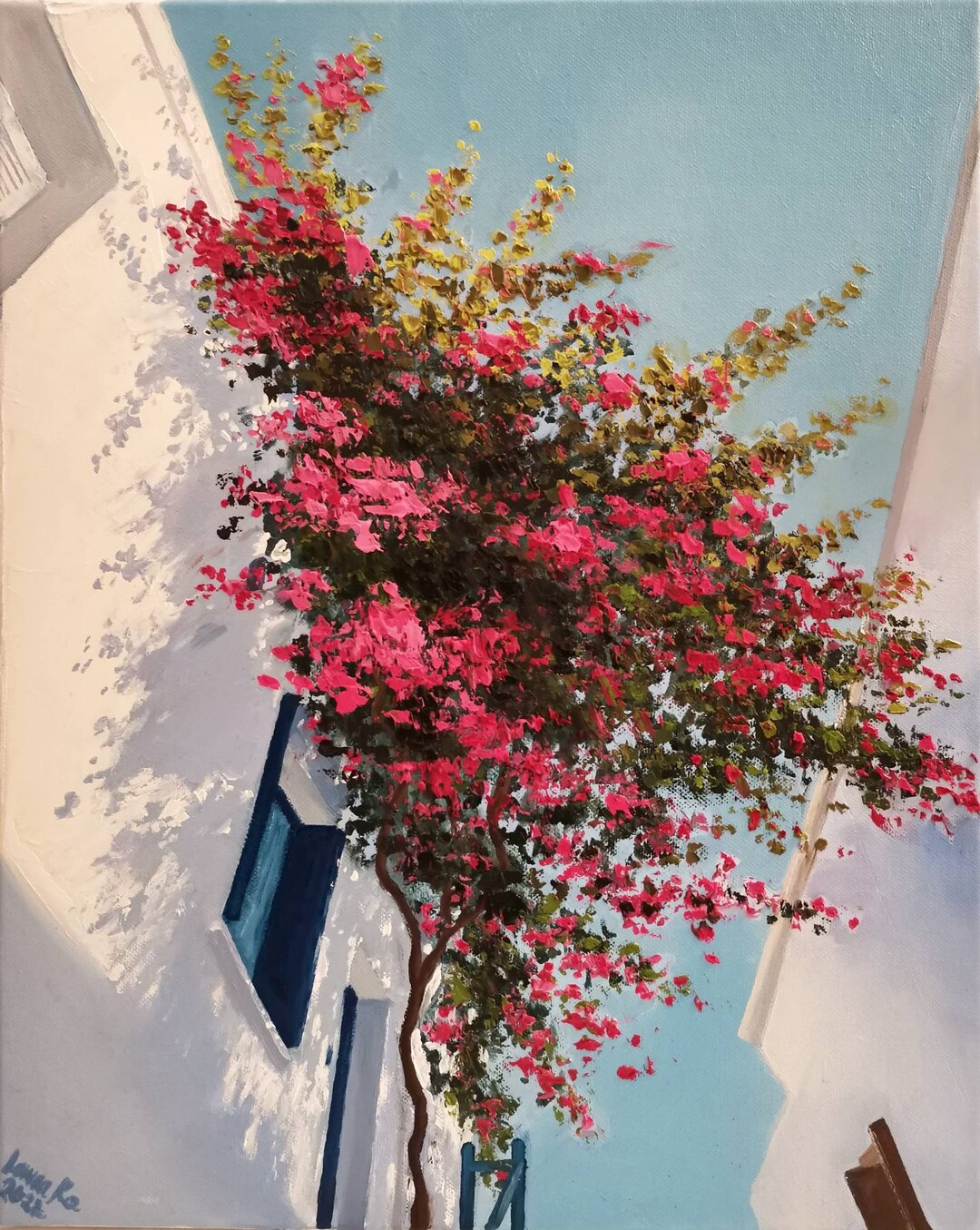 Bugambilia. Old Town. Rethymno. Crete. Greece. Oil Painting. Original ...