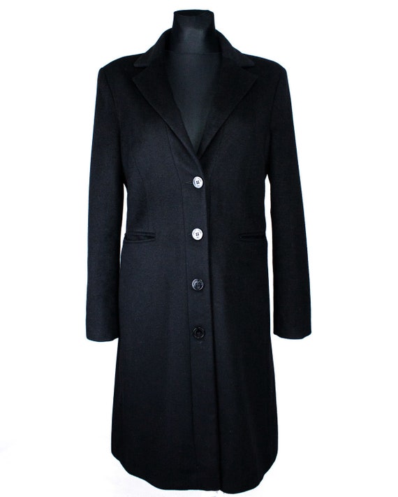 Armani Black Wool Blend Coat SIZE M Etats Unis 6 Etsy France