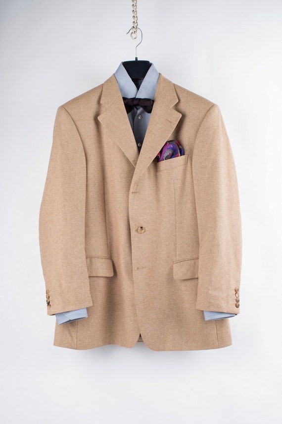 Piacenza Silk And Cashmere Light Brown Blazer, USA 42… - Gem