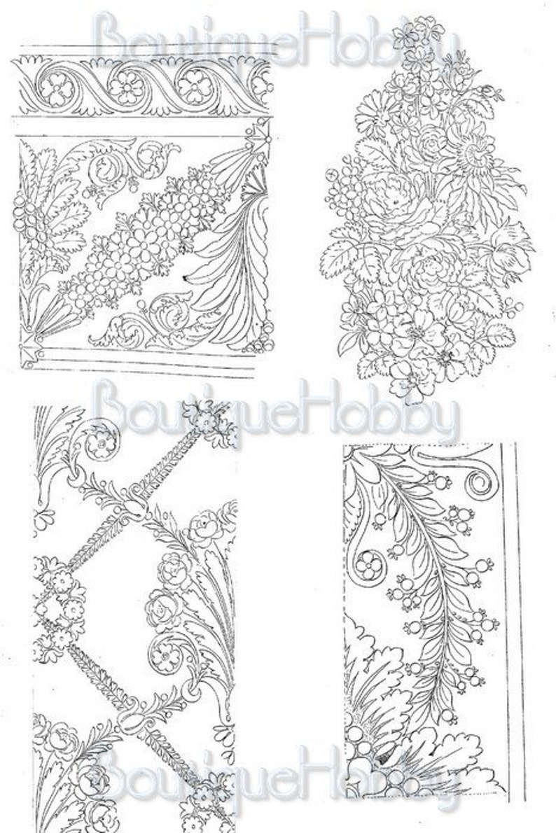 Hand french vintage embroidery patternsdesigns motifsPattern | Etsy